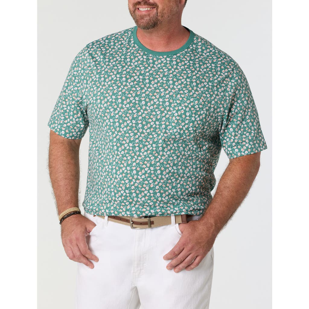 HARBOR BAY BY DXL big & tall floral print moisture-wicking pocket t-shirt v2